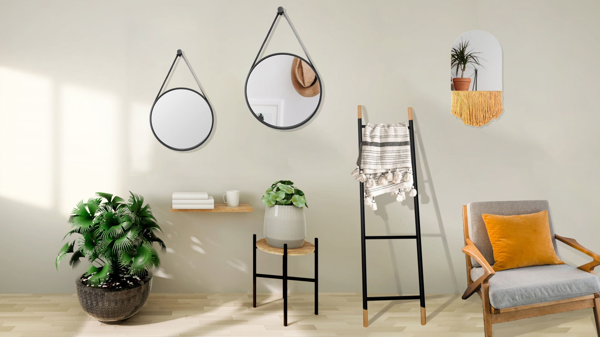 Escada Decorativa Wood Preto 150x40 cm